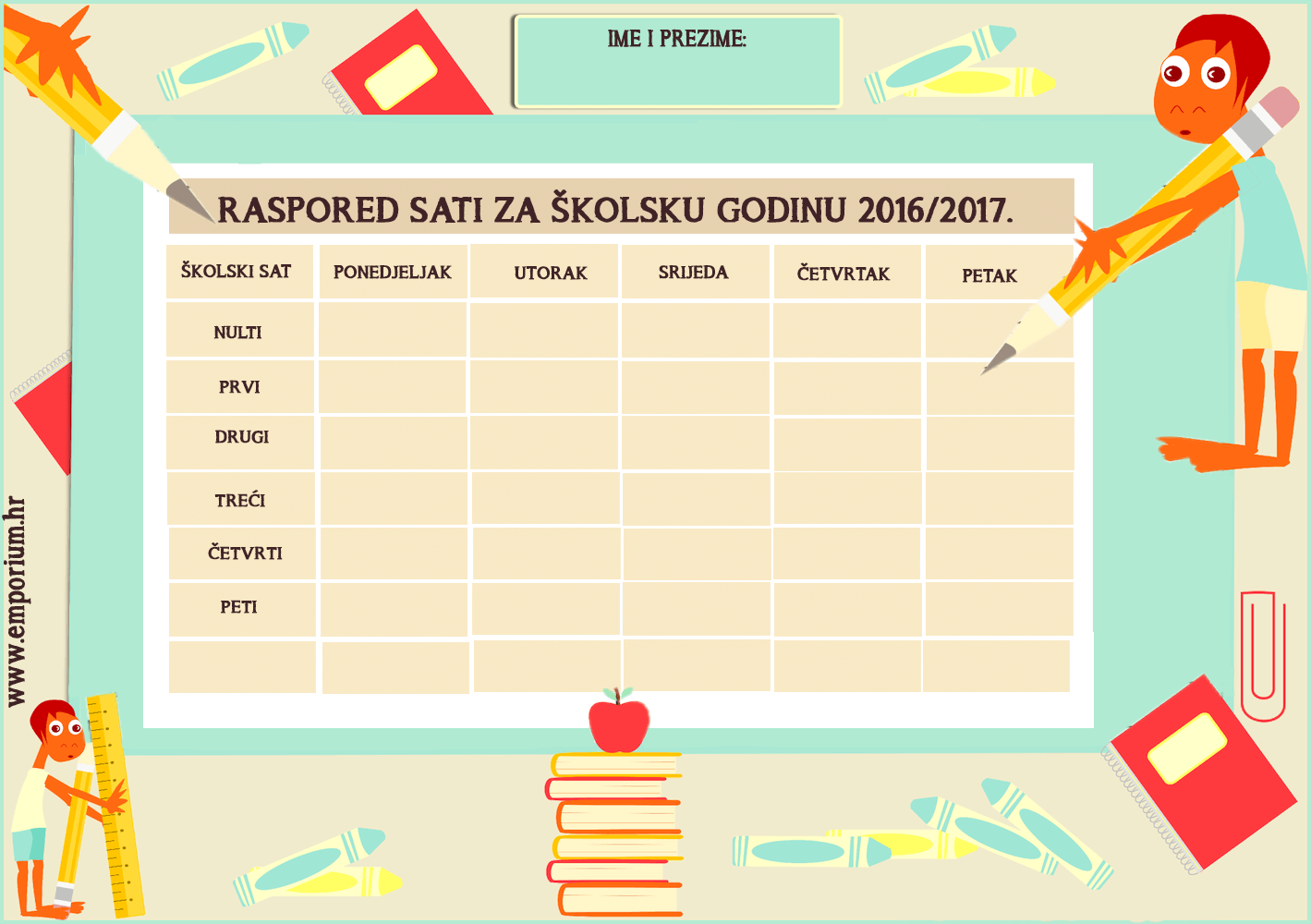 Besplatno preuzmi školski raspored sati!